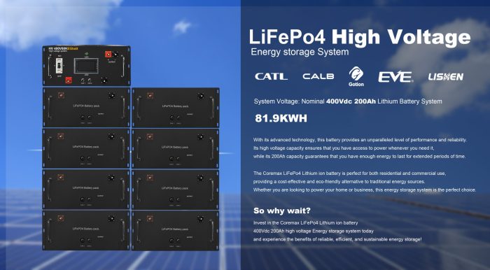 400v 200ah 80kwh Lithium LifePo4 battery pack for solar system