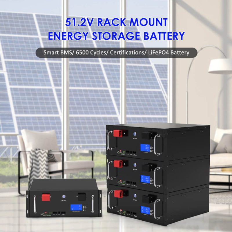 Rack mount lithium LiFePO4 48V 300Ah 30KWh battery bank